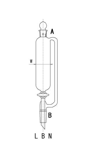 円筒型均等滴下ロート | 特注実験用耐熱ガラスPYREXパイレックス器具 石英ガラス器具の理化学ガラスラボ iwaki te-32