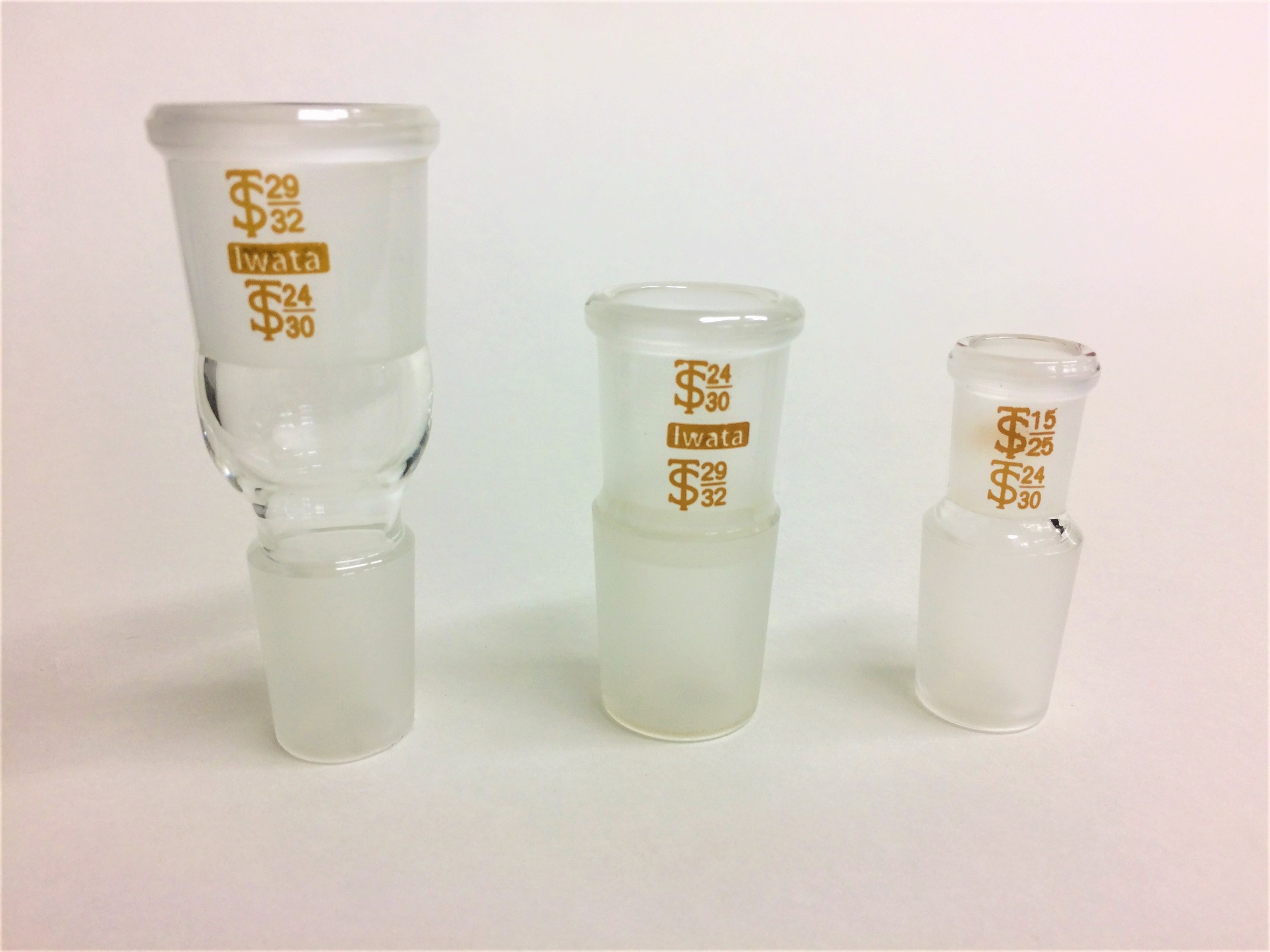 耐熱硝子「拡大縮小アダプター」 | 特注実験用耐熱ガラスPYREXパイレックス器具 石英ガラス器具の理化学ガラスラボ iwaki te-32