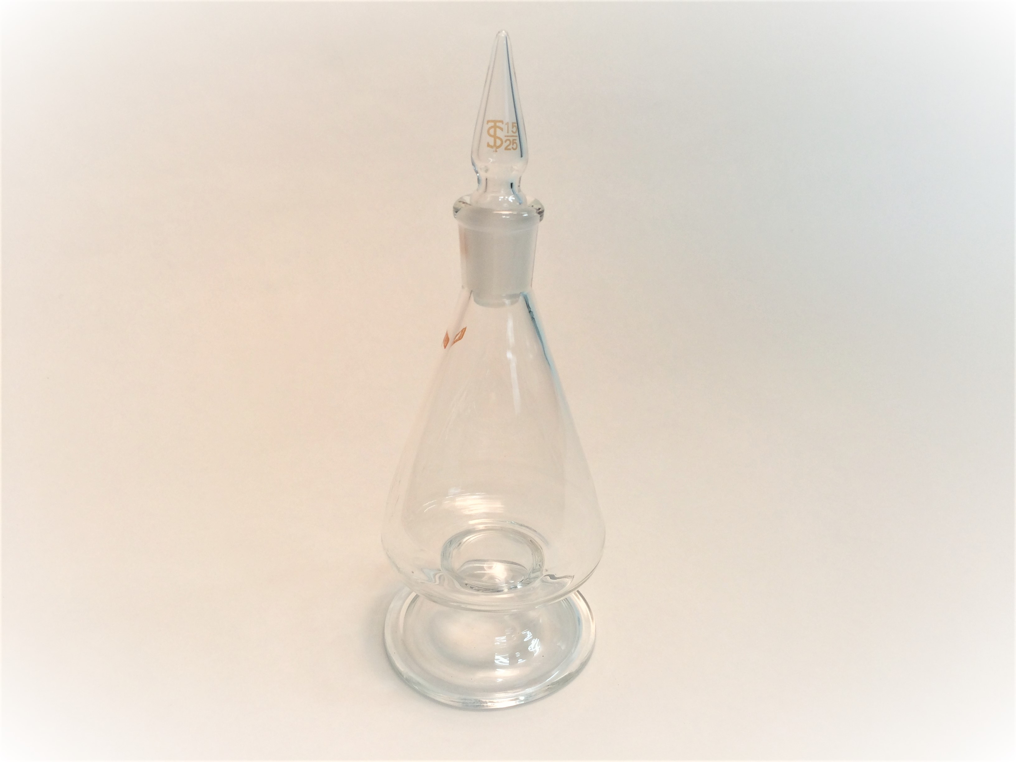 耐熱硝子「イカ瓶 栓付き」 | 特注実験用耐熱ガラスPYREXパイレックス器具 石英ガラス器具の理化学ガラスラボ iwaki te-32